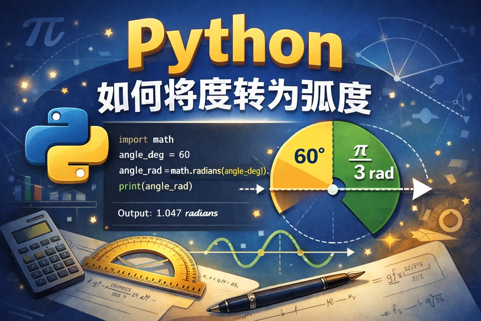 python如何将度转为弧度