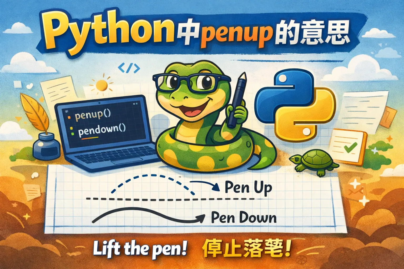 python中penup的意思