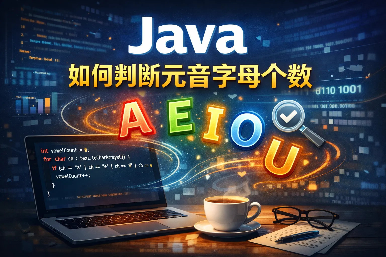 java如何判断元音字母个数