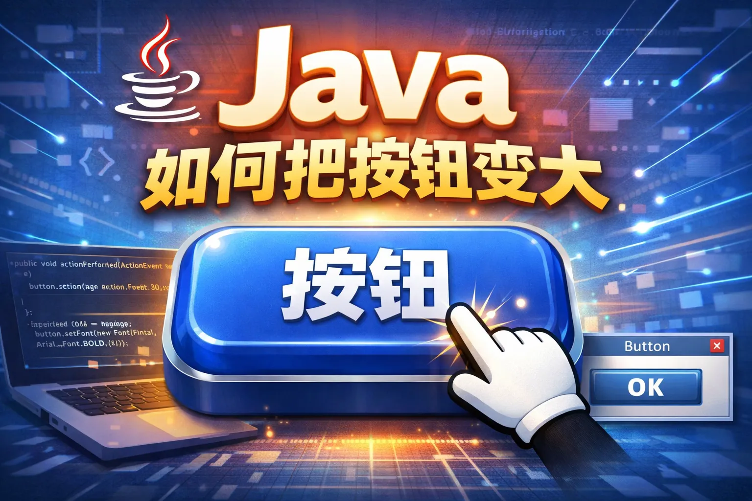 Java如何把按钮变大