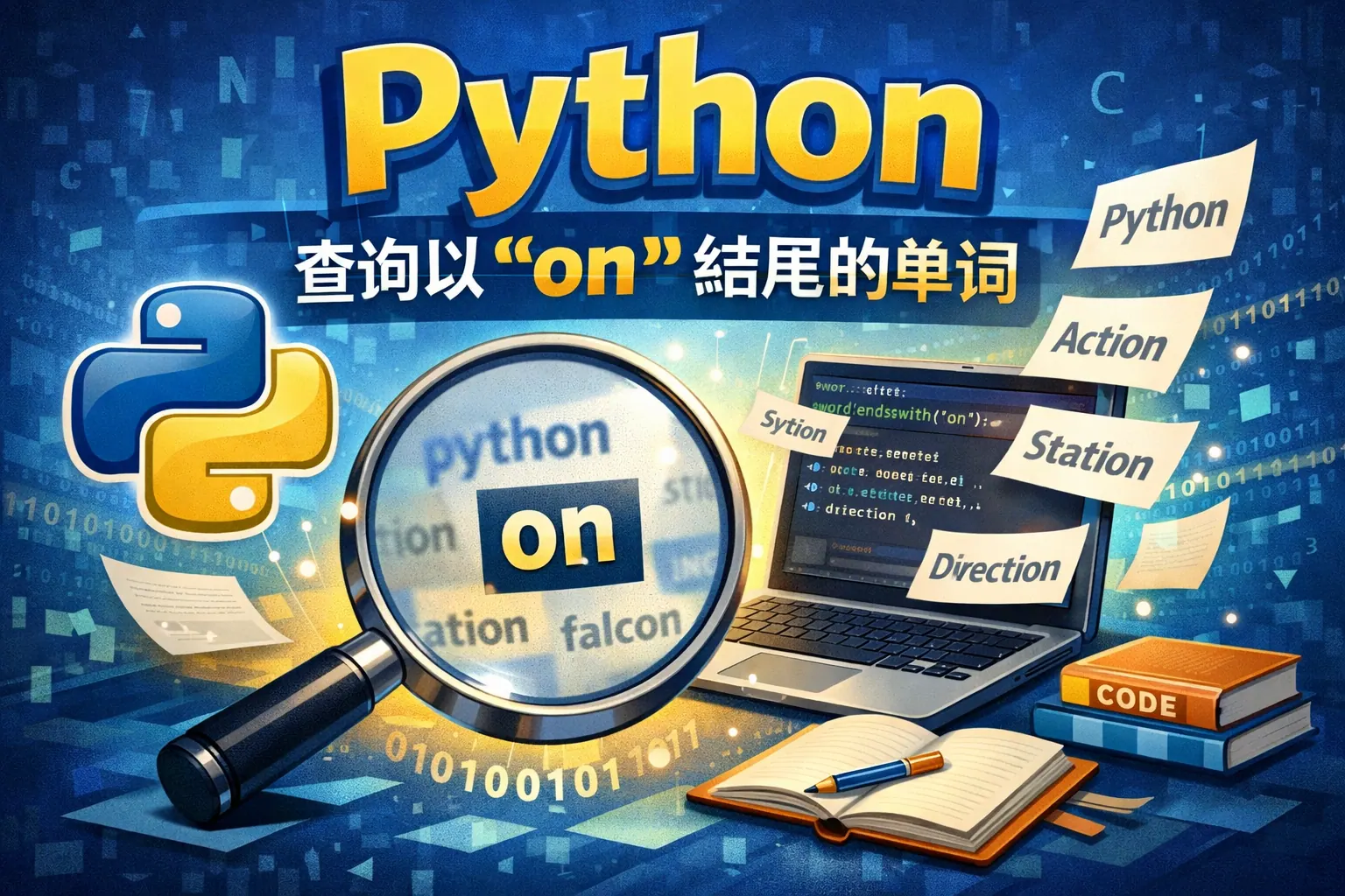 python查询以on结尾的单词