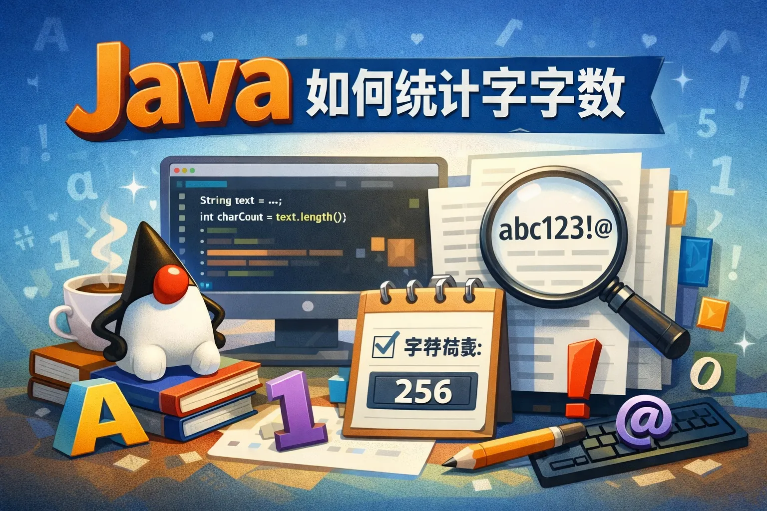 java如何统计字符数